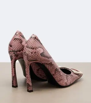 ROGER VIVIER Trompette Snake-print Leather Pumps - Pink