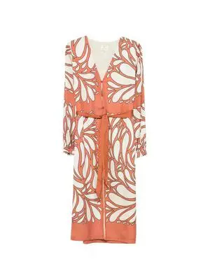 TWINSET Abstract Print V-neck Long Sleeve Shirt