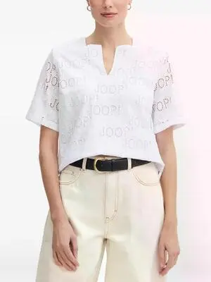 JOOP! Beljana Broderie Anglaise Logo Print Top