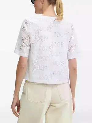 JOOP! Beljana Broderie Anglaise Logo Print Top