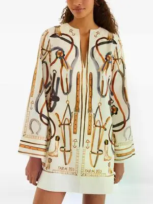 Farm Rio Printed V-neck Mini Dress
