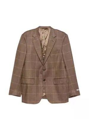 Canali Check-pattern Single-breasted Jacket - Brown