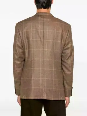 Canali Check-pattern Single-breasted Jacket - Brown