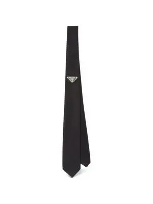 Prada Re-nylon Logo Plaque Neck Tie - Black