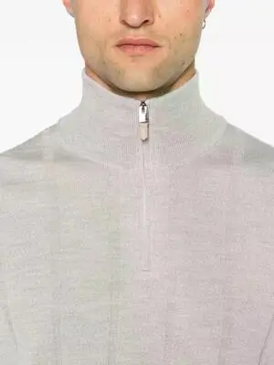 Canali Ribbed-knit Quarter-zip Sweater
