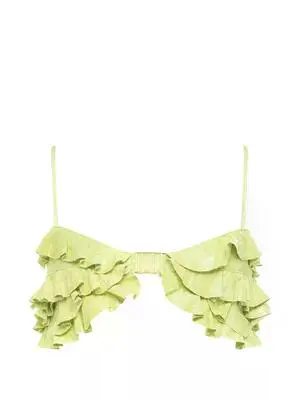Dsquared2 Snake-effect Ruffled Cropped Top