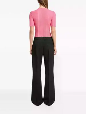 COURREGES Vinyl-trim Ribbed-knit Polo Shirt
