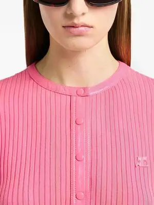 COURREGES Vinyl-trim Ribbed-knit Polo Shirt