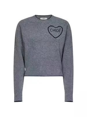 Chloé Heart-embroidered Ribbed Sweater