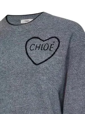 Chloé Heart-embroidered Ribbed Sweater