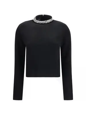 Pinko Berlino Crystal-embellished High Neck Sweater - Black