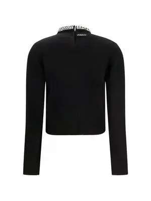 Pinko Berlino Crystal-embellished High Neck Sweater - Black