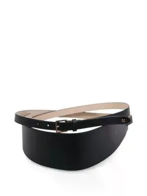 Max Mara Logo Plaque Leather Belt - Black