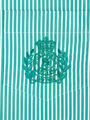 SPORTY & RICH Striped Embroidered Crest Shirt
