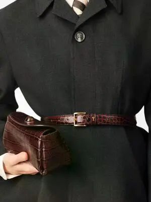 AMI Paris Mini Crocodile-embossed Leather Bag