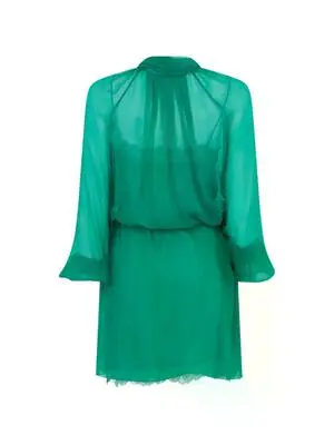Alberta Ferretti Lace Trim Belted Mini Dress