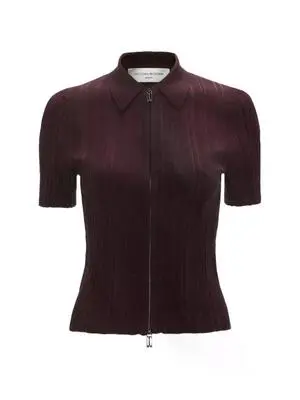 Victoria Beckham Ribbed Zip-up Short-sleeve Cardigan