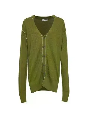 SONIA CARRASCO Chevron-knit Cardigan With Piped Trim