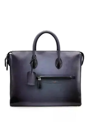 Santoni Logo Plaque Zip-fastening Laptop Bag - Blue