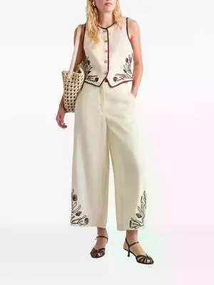 Marella Embroidered Linen Trousers