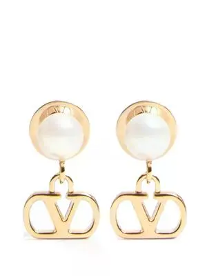 Valentino Garavani Vlogo Signature Resin Pearl Drop Earrings - Gold