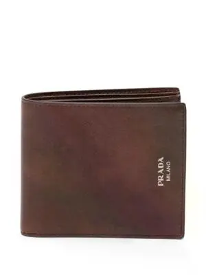 Prada Logo-print Leather Wallet - Brown