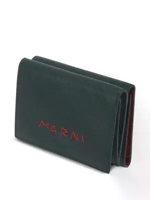 Marni Logo-embroidered Trifold Wallet - Green