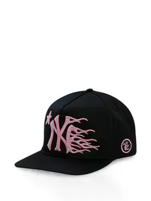 HELLSTAR Rhinestone Embellished Logo Patch Snapback Hat - Black