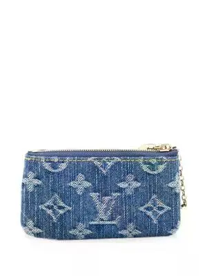 LOUIS VUITTON X Takashi Murakami Key Limited Edition Monogram Cerises Denim Pouch - Blue