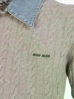 Miu Miu Cable-knit Denim Collar Top
