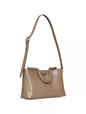 Dolce & Gabbana Vittoria Medium Shiny Leather Tote Bag - Neutrals