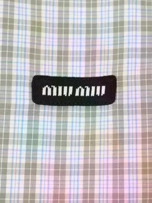 Miu Miu Checkered Poplin Short-sleeve Shirt