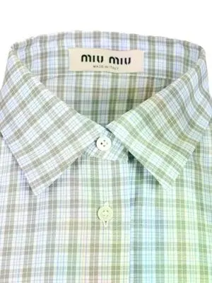 Miu Miu Checkered Poplin Short-sleeve Shirt