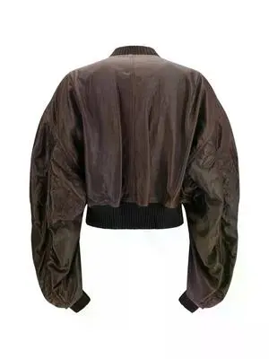 Rick Owens Cropped Leather Bomber Jacket