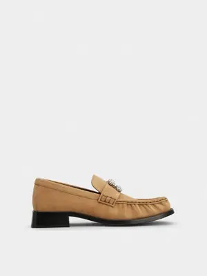 ROGER VIVIER Viv' Rangers Loafers In Suede - Beige