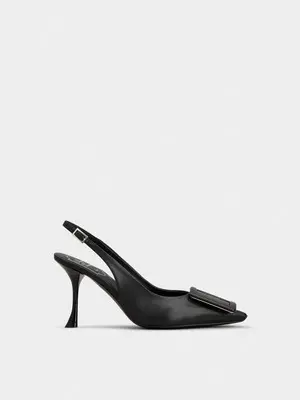 ROGER VIVIER Viv' In The City Slingback Pumps In Leather - Black