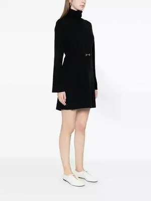 Rixo Roll Neck Mini Dress With Gold-tone Hardware