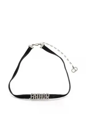 Dior J'adior Rhinestone Embellished Velvet Necklace - Black