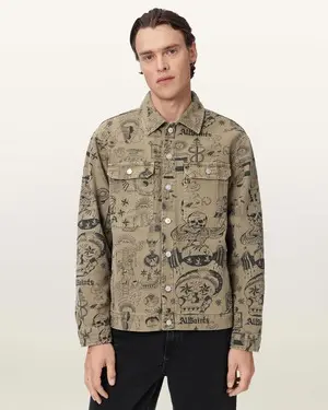 ALLSAINTS Sherb Printed Canvas Shacket