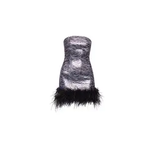 MOV Black / Silver Zebra Sequins Mini Dress - Black/silver