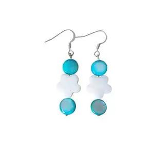 WAY TO CHIC White / Blue Delicate Natural Shell Earrings - White/blue
