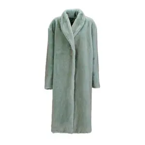 MOV Dramatic Oversized Fur Coat -vegan Fur With Wild Artistic Lining In Light - Blue