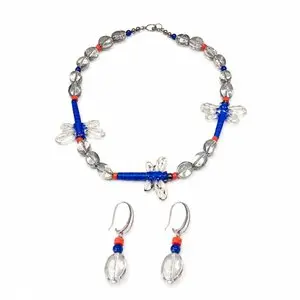 Way To Chic Dragonfly Dance Necklace - White/blue