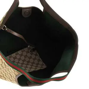 Gucci Large Gg Monogram Canvas Shopping Bag With Web Detail