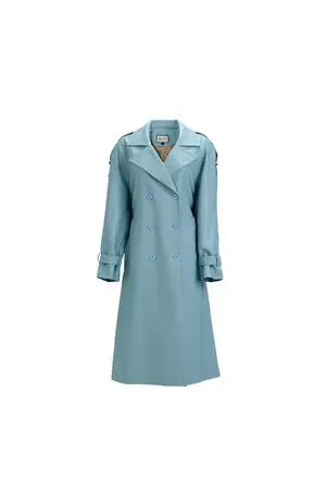 MOV Oversized Trench Coat — Lined Vegan Leather With Artistic Wild Print Interior - Blue