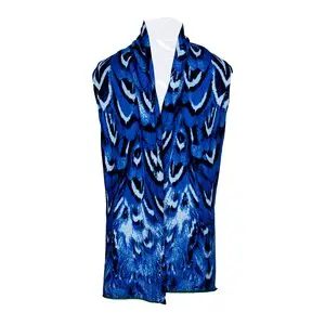 ESSIEN & EMRE Levem Pattern Merino Wool Scarf - Blue