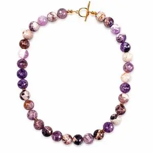 WAY TO CHIC Amethyst Beaded Necklace With Toggle Clasp - Purple