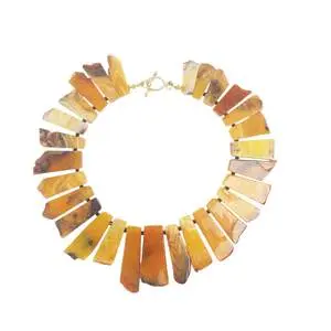 WAY TO CHIC Statement Agate Necklace & Black Malaysian Jade - Yellow
