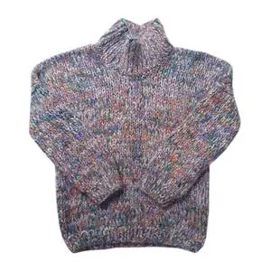 ESSIEN & EMRE Green / Grey Laetus Merino Mohair Hand Knit Jumper Purple Green - Green/grey