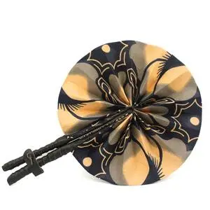 BIJOUCREATES Neutrals Hand Fan Nude Peach Floral - Black